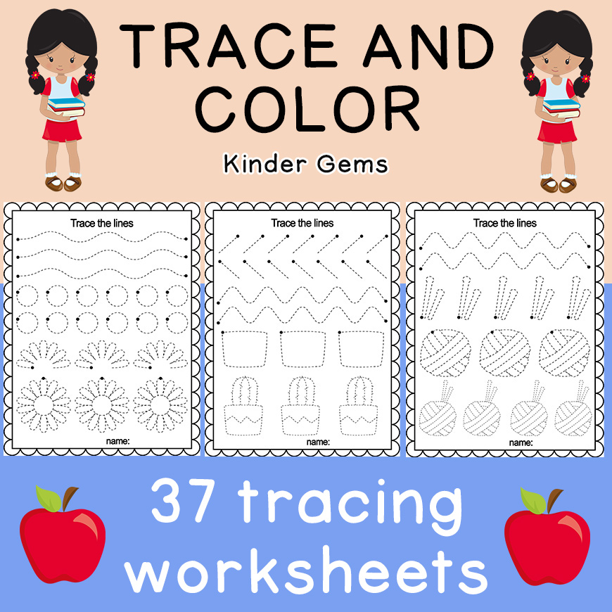 Writing Practice Worksheets | Trace and Color | Kindergarten ...