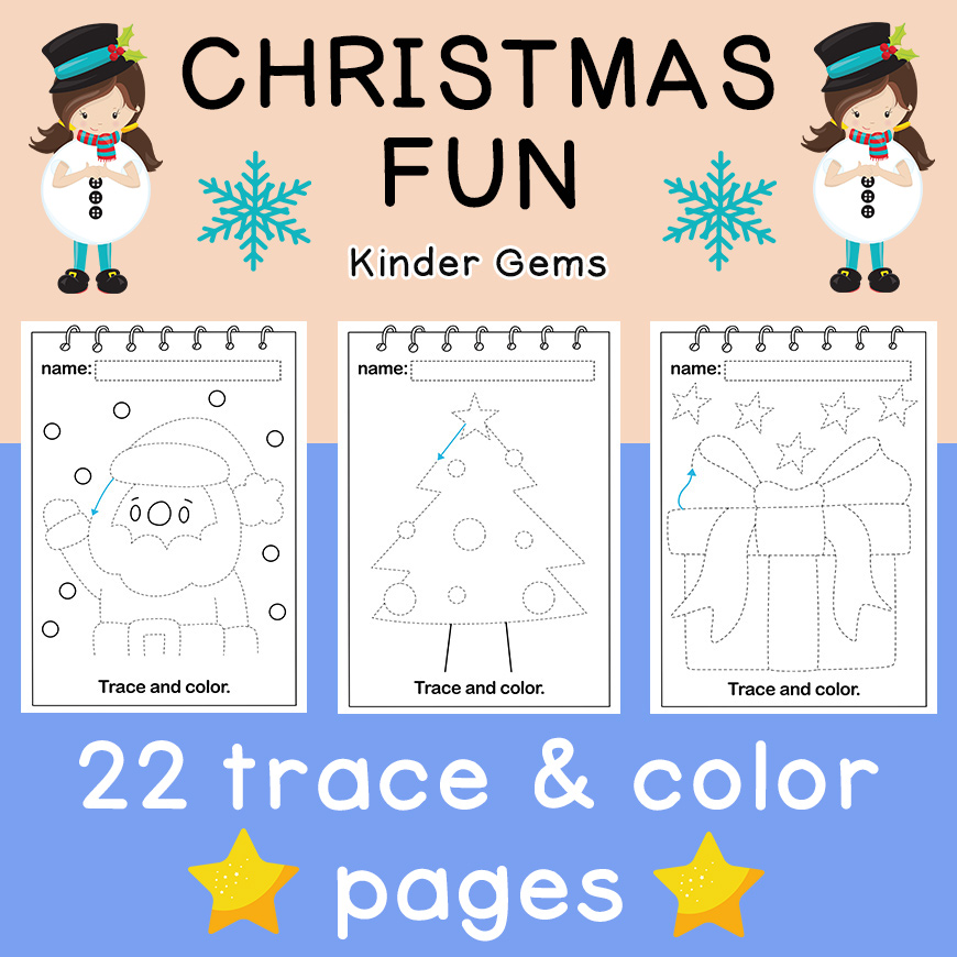 Christmas Trace and Color Worksheets | Winter Unit | Preschool ...