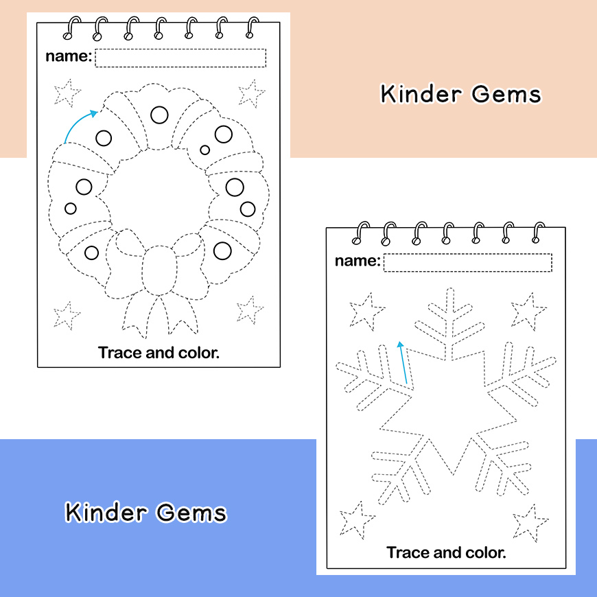 Christmas Trace and Color Worksheets | Winter Unit | Preschool ...