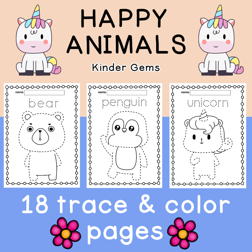 Animals Writing Practice Worksheets | Coloring Pages | Kindergarten ...