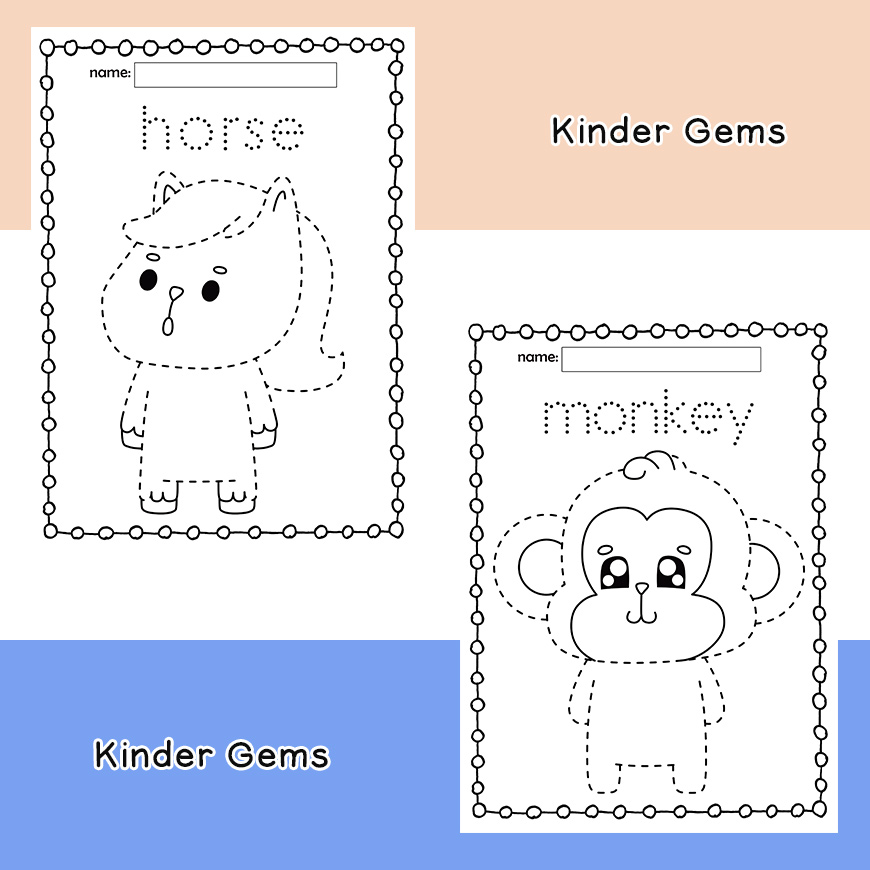 Animals Writing Practice Worksheets | Coloring Pages | Kindergarten ...