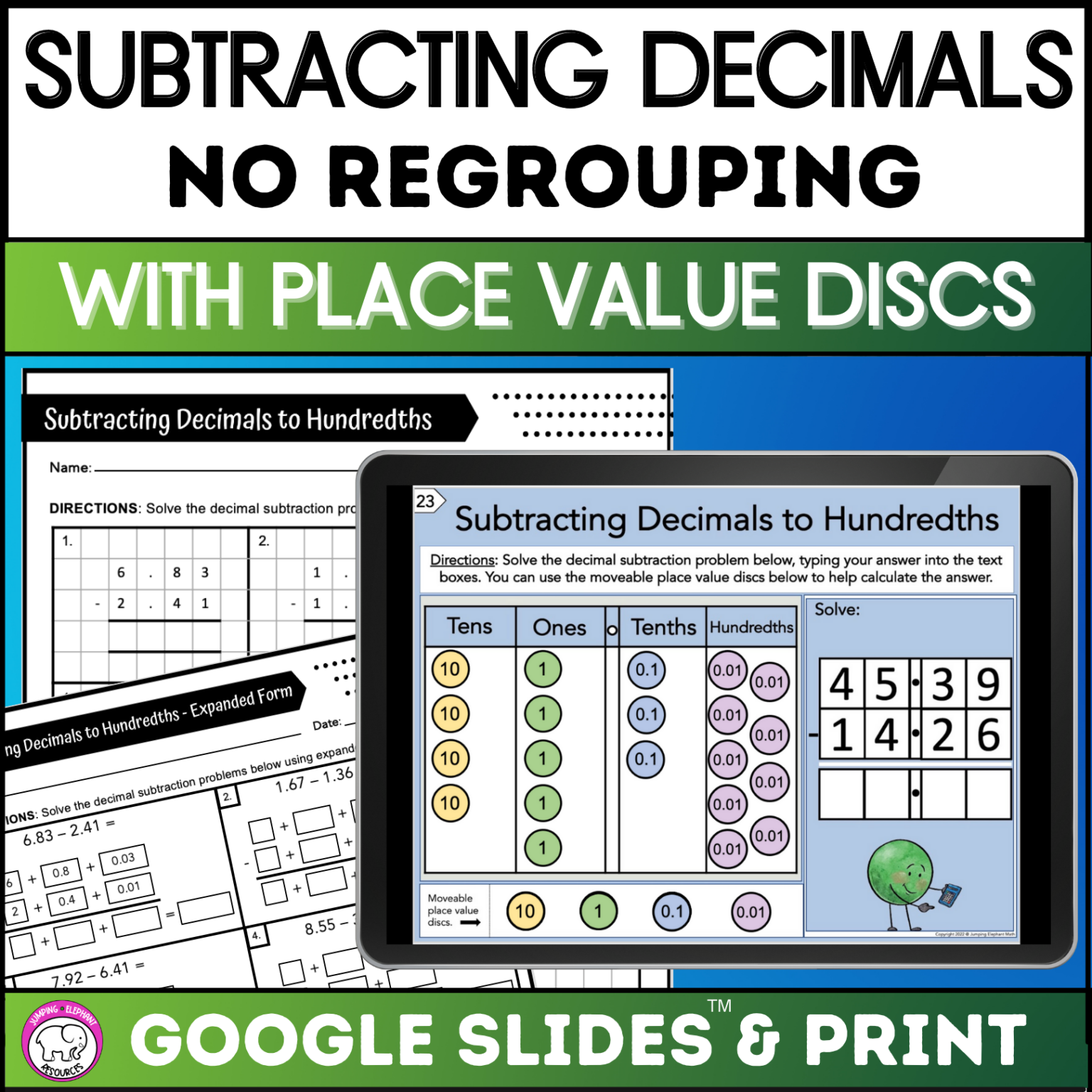 Subtracting Decimals to Hundredths No Regrouping Google Slides and ...