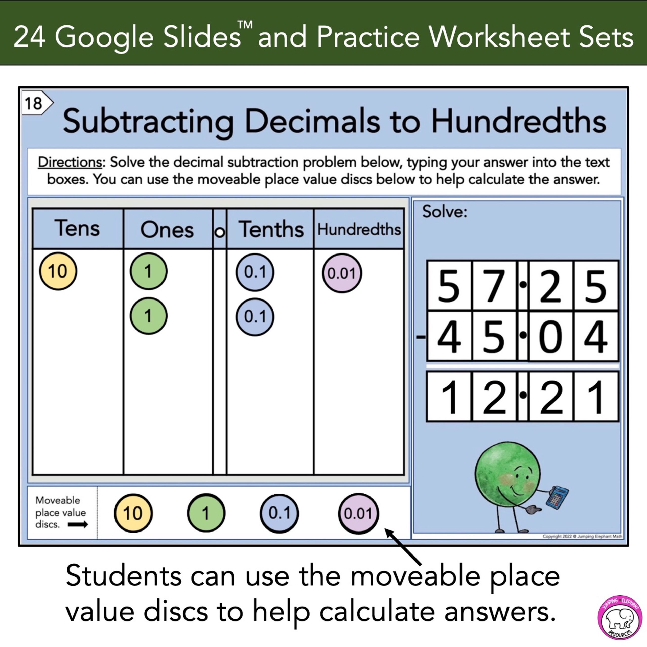 Subtracting Decimals to Hundredths No Regrouping Google Slides and ...