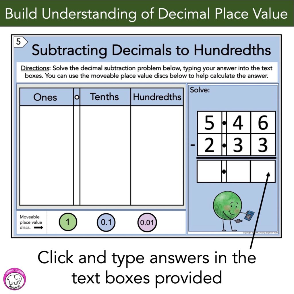 Subtracting Decimals to Hundredths No Regrouping Google Slides and ...