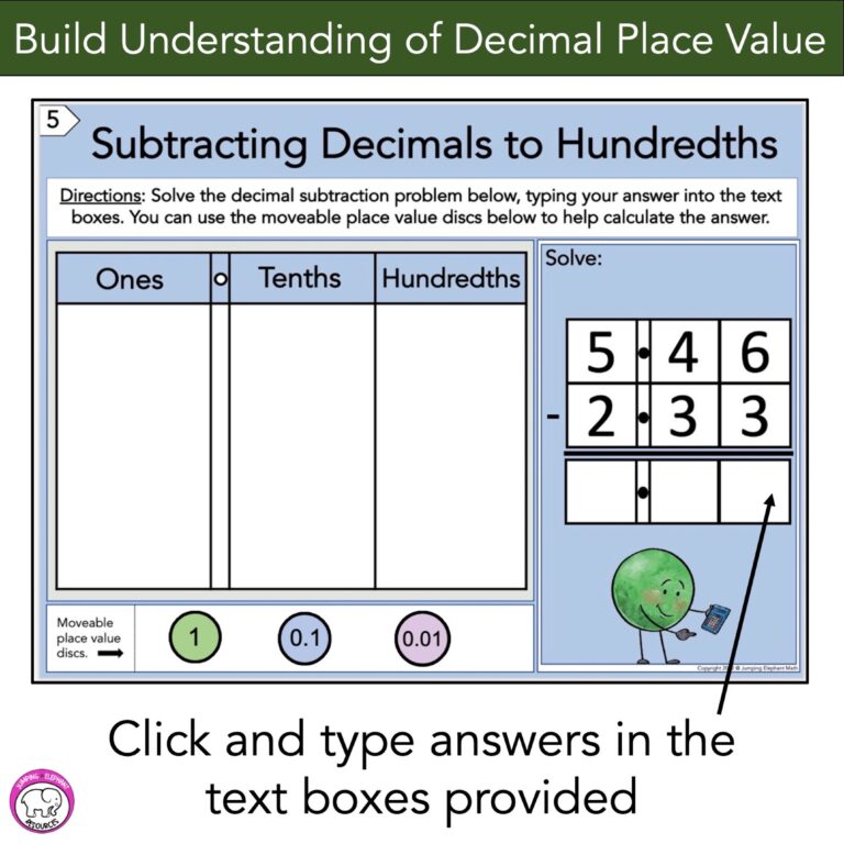 Subtracting Decimals to Hundredths No Regrouping Google Slides and ...