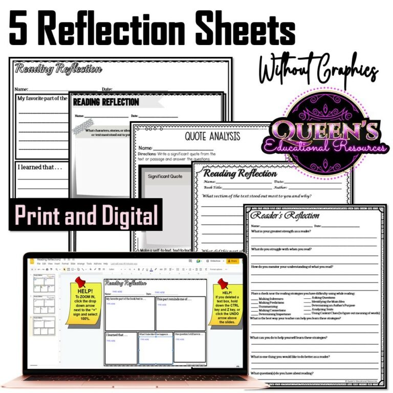 Reflection Sheets | Reflection Worksheets | Reading and Writing ...