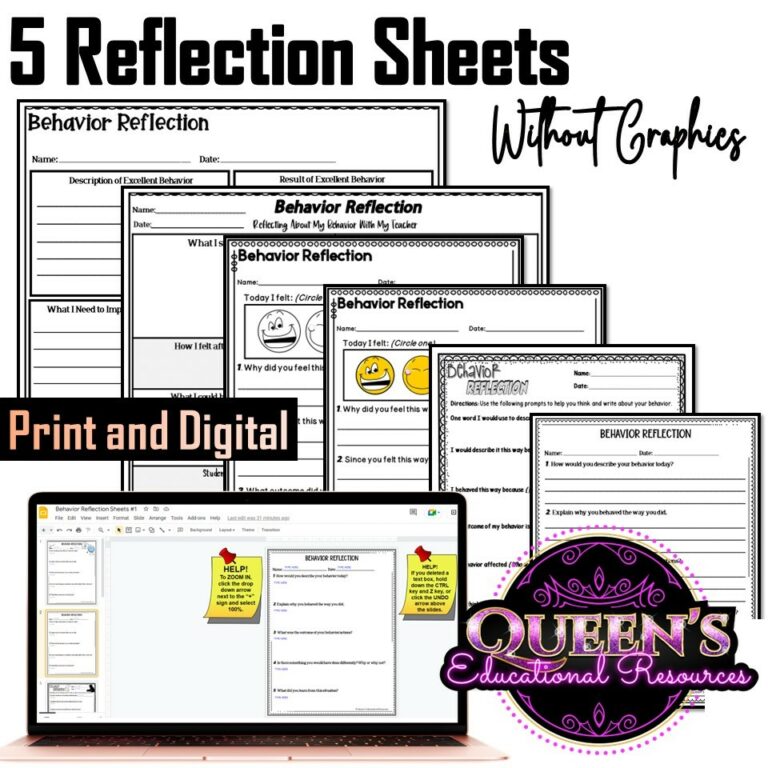Reflection Sheets | Reflection Worksheets | Reading and Writing ...