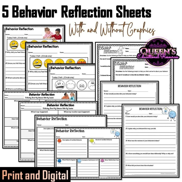 Reflection Sheets | Reflection Worksheets | Reading and Writing ...