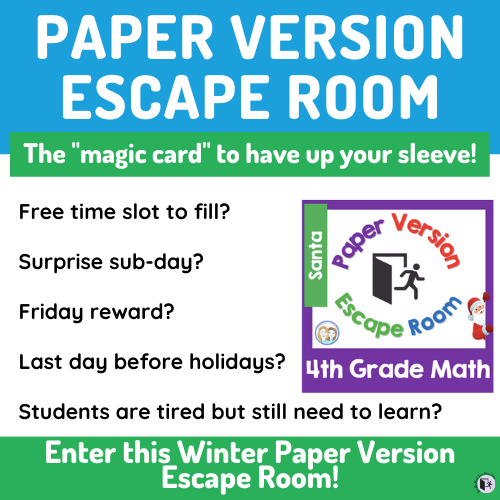No Prep 4th Grade Math Escape Room | Christmas Paper Escape Room ...