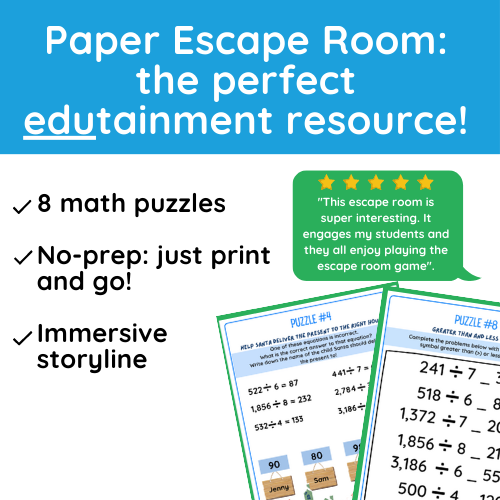 No Prep 4th Grade Math Escape Room | Christmas Paper Escape Room ...