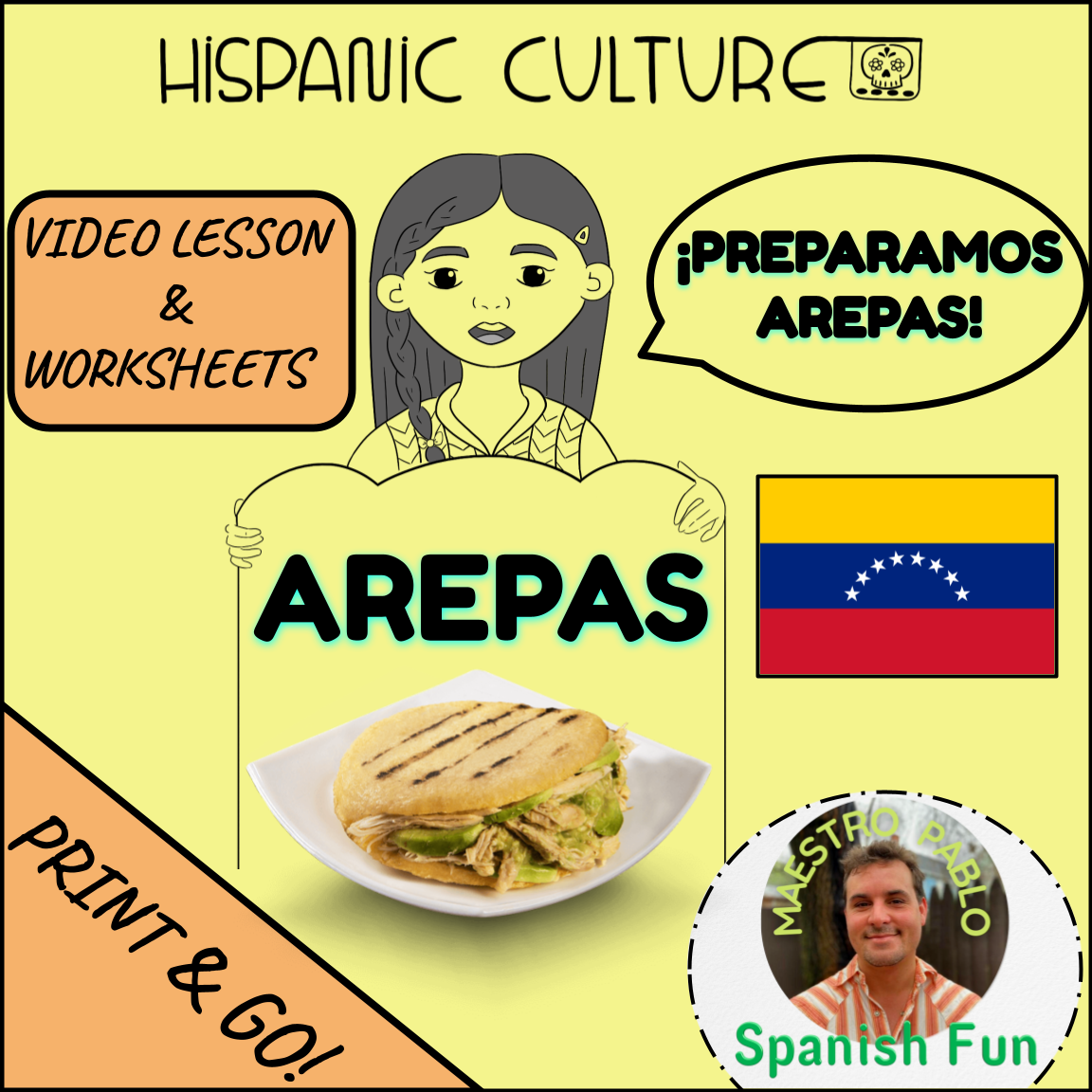 Arepas Hispanic Culture Video Lesson and Printable Worksheets | Made By ...