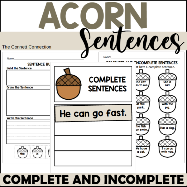 Acorn Complete and Incomplete Sentences | Made By Teachers
