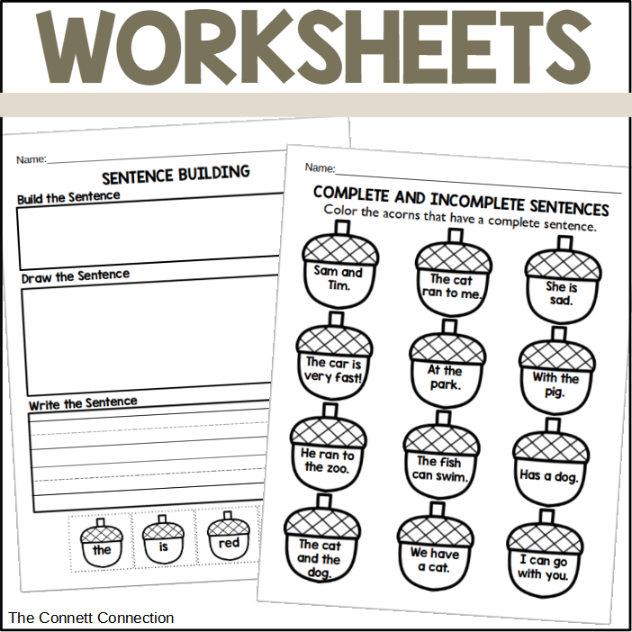 Acorn Complete and Incomplete Sentences | Made By Teachers