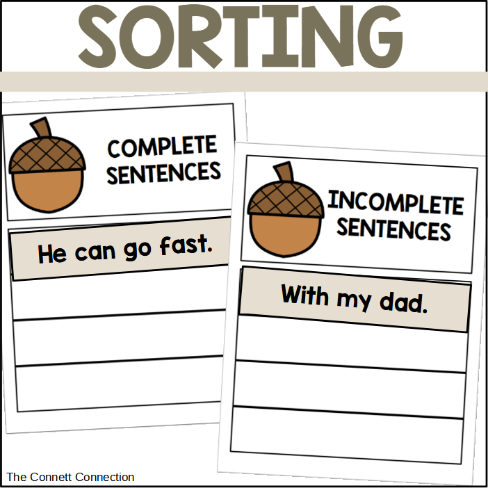 Acorn Complete and Incomplete Sentences | Made By Teachers