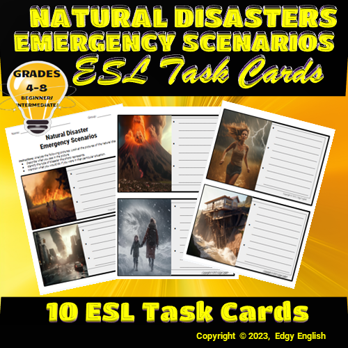 ESL Task Cards: Natural Disasters Emergency Scenarios | Made By Teachers