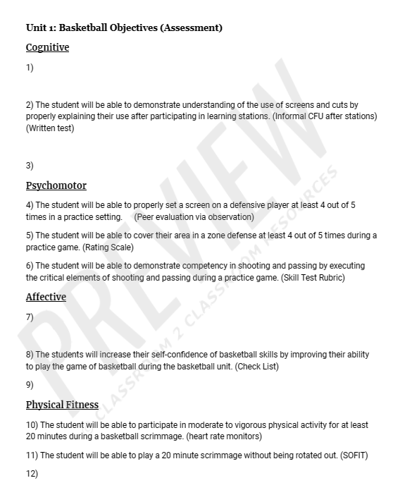 Physical Education Assessments Examples | Made By Teachers