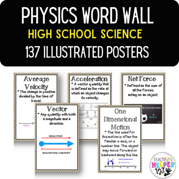 Word Wall Vocabulary Posters for All PHYSICS Units HIGH SCHOOL 137 ...