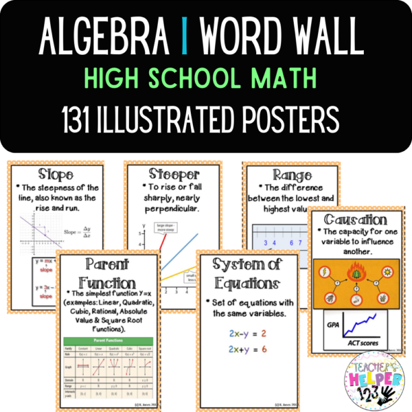 Word Wall Vocabulary Posters for Algebra I Units High School | 131 ...