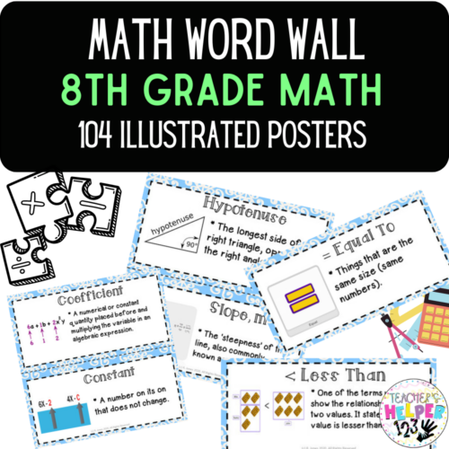 Word Wall Vocab Posters for 8th Grade Math Units PreAlgebra | 104 Words ...