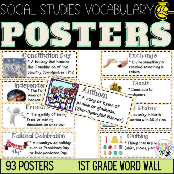 Word Wall Vocabulary Posters For Social Studies 1st Grade 93 Words word-wall-vocabulary-posters-for-social-studies-1st-grade-93-words