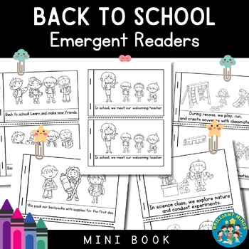 Back to School Emergent Reader | Back to School Mini Book for Emergent ...