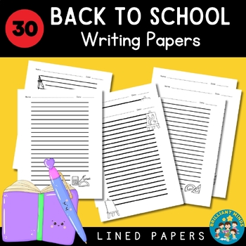 Back to School Writing Paper with Lines - Writing Paper for Back to ...