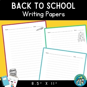 Back to School Writing Paper with Lines - Writing Paper for Back to ...