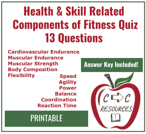 Health/Skill Related Components of Fitness Short Quiz & Answer Key ...