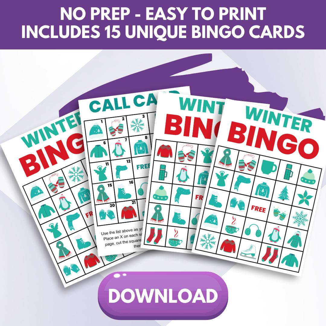 Winter Printable Bingo Game Cards - Engaging Fun for Pre-K to 5th Grade ...