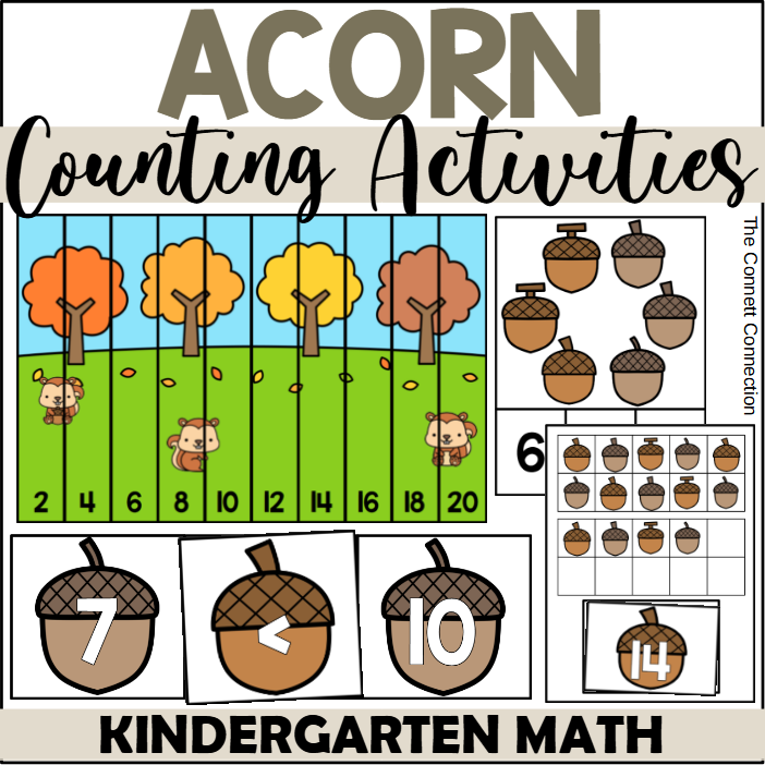 Acorn Counting and Cardinality Kindergarten Math Centers | Made By Teachers