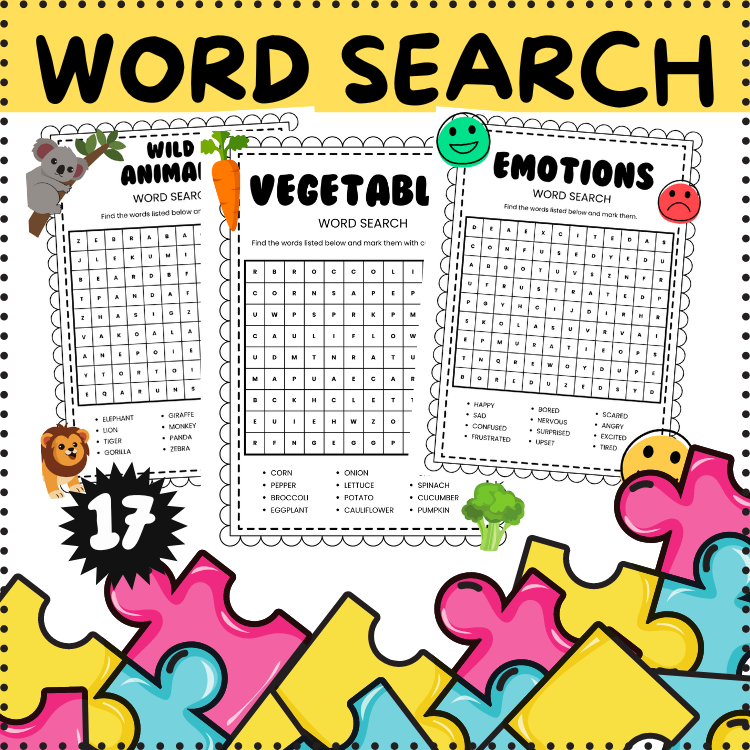 Fun Word Search{ Back To School-Summer-Food-Music-Animals-Colors ...