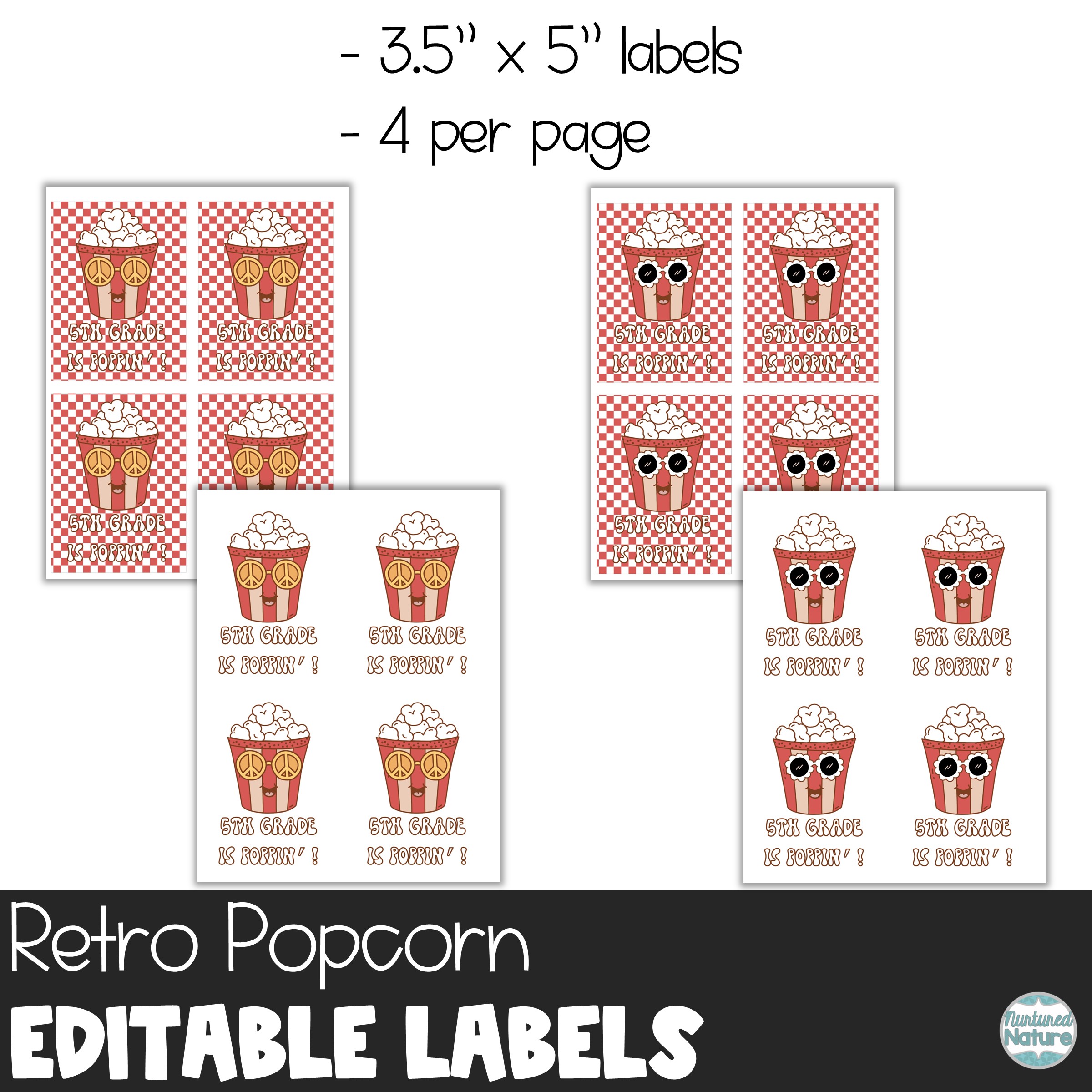 Retro Popcorn Labels for Back to School - Meet the Teacher Night or ...