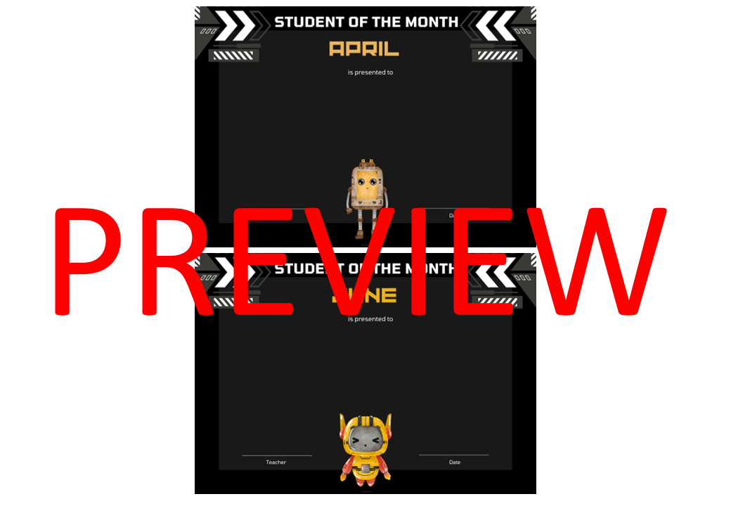 Robot Theme Student of the Month Editable Award Certificates | Made By ...