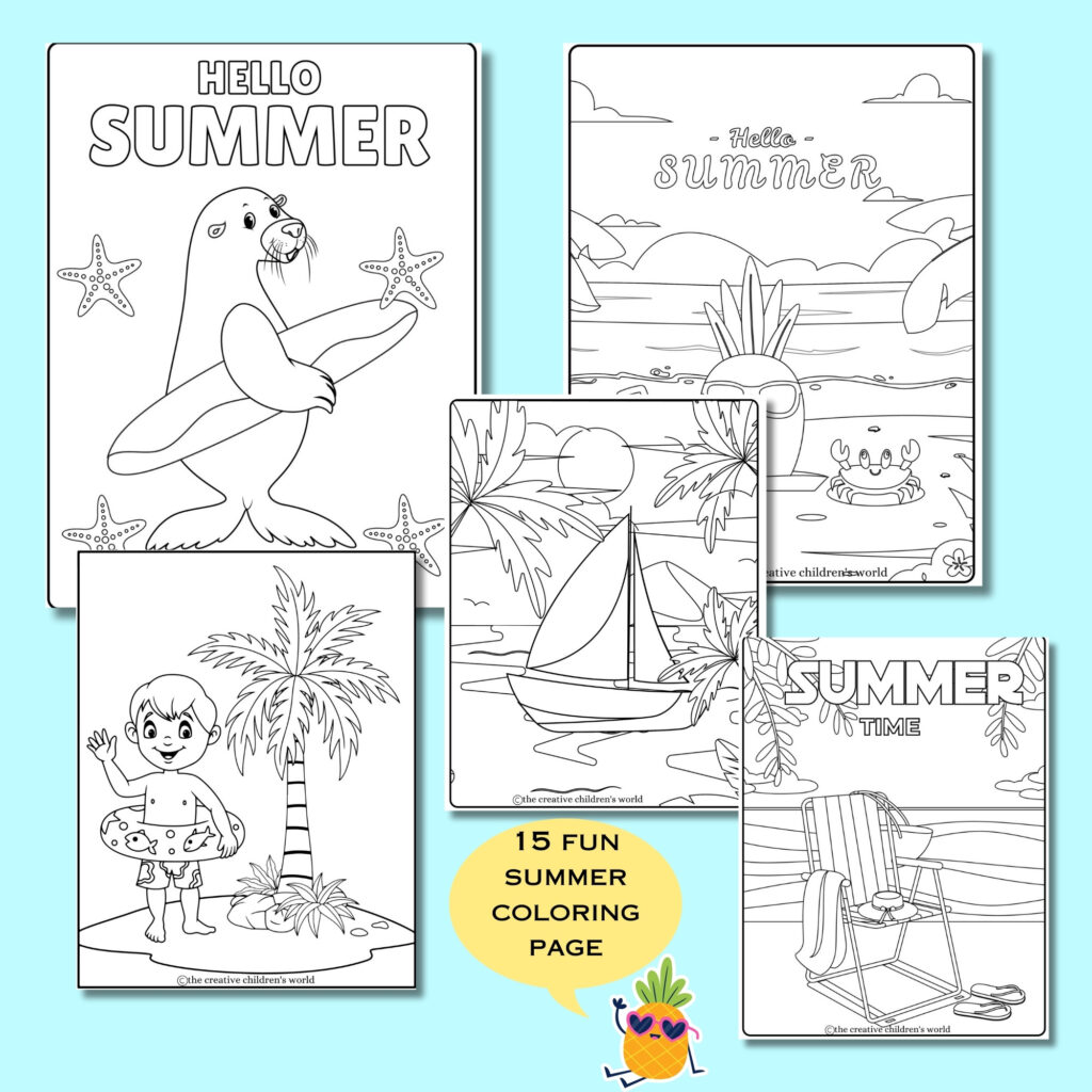Summer activities coloring sheets|printable summer coloring pages ...