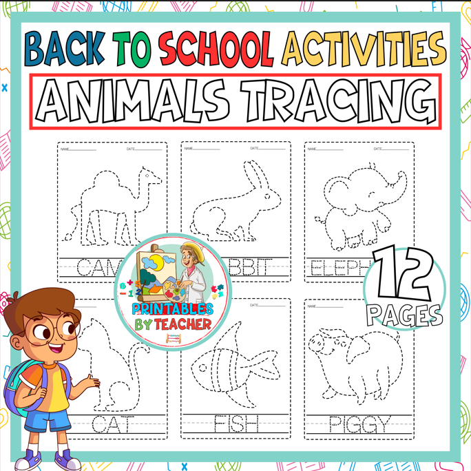 back to school activities -back to school Animals Tracing worksheets ...