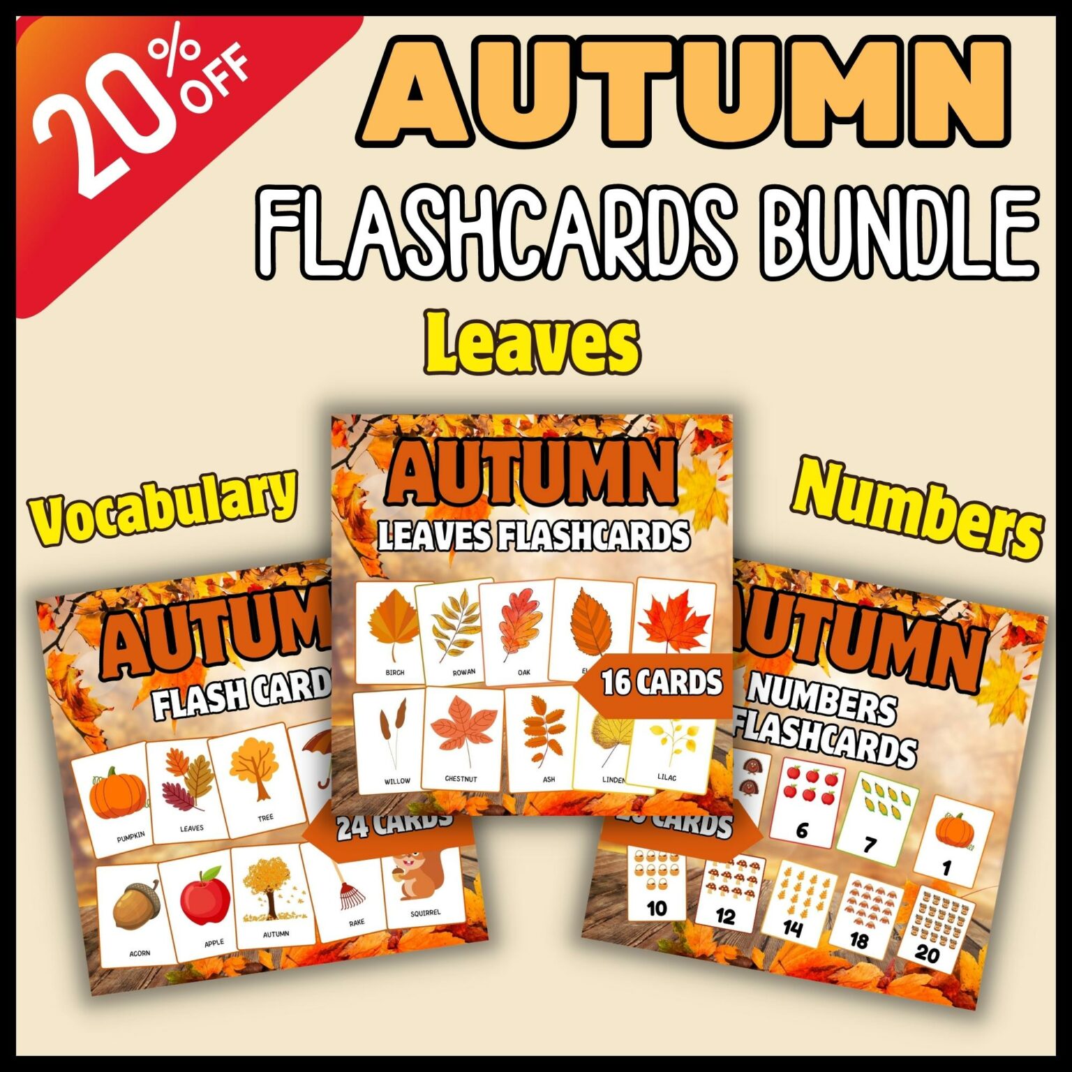 Fall Themed Flashcards Bundle | Made By Teachers