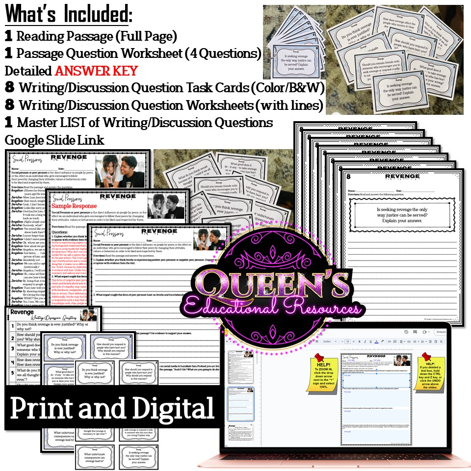 Peer Pressure Reading Passage | Social Pressures | Revenge Passage ...