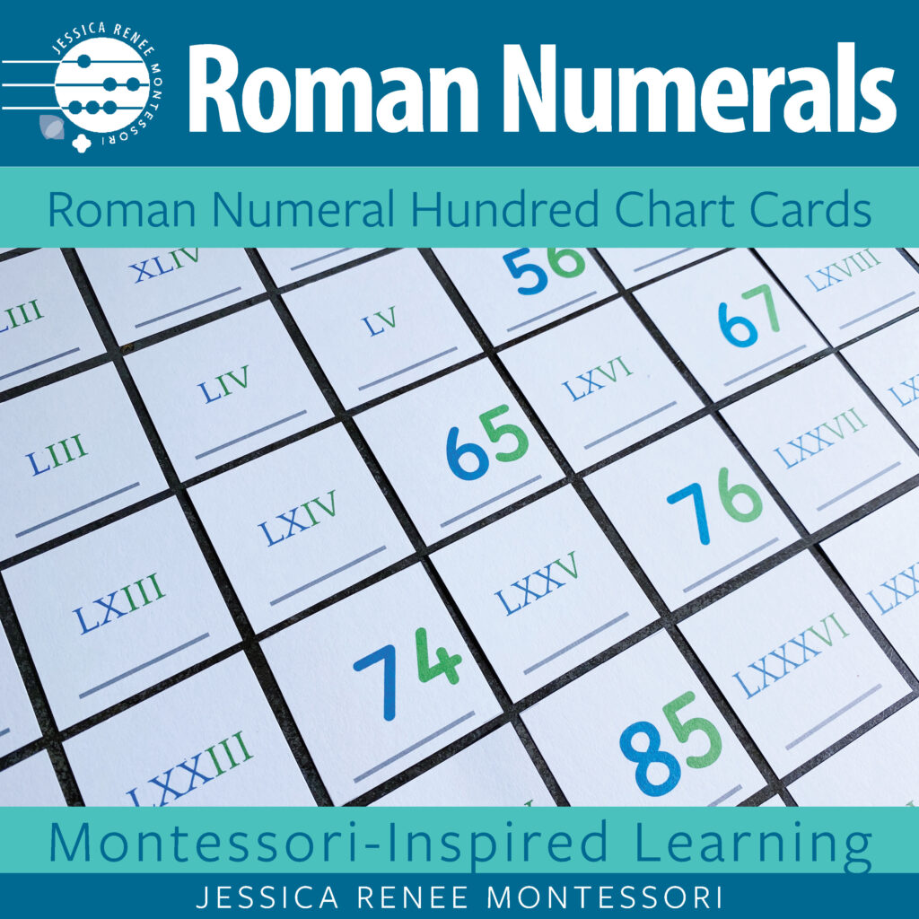 Montessori Math Roman Numeral Hundred Chart Cards | Made By Teachers
