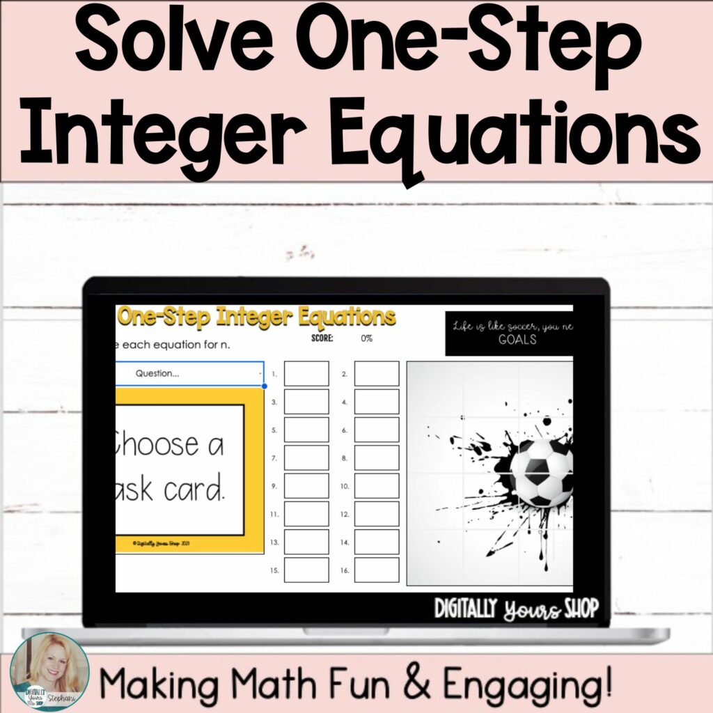 7th Grade Math Solve One-Step Integer Equations Self-Checking Digital ...