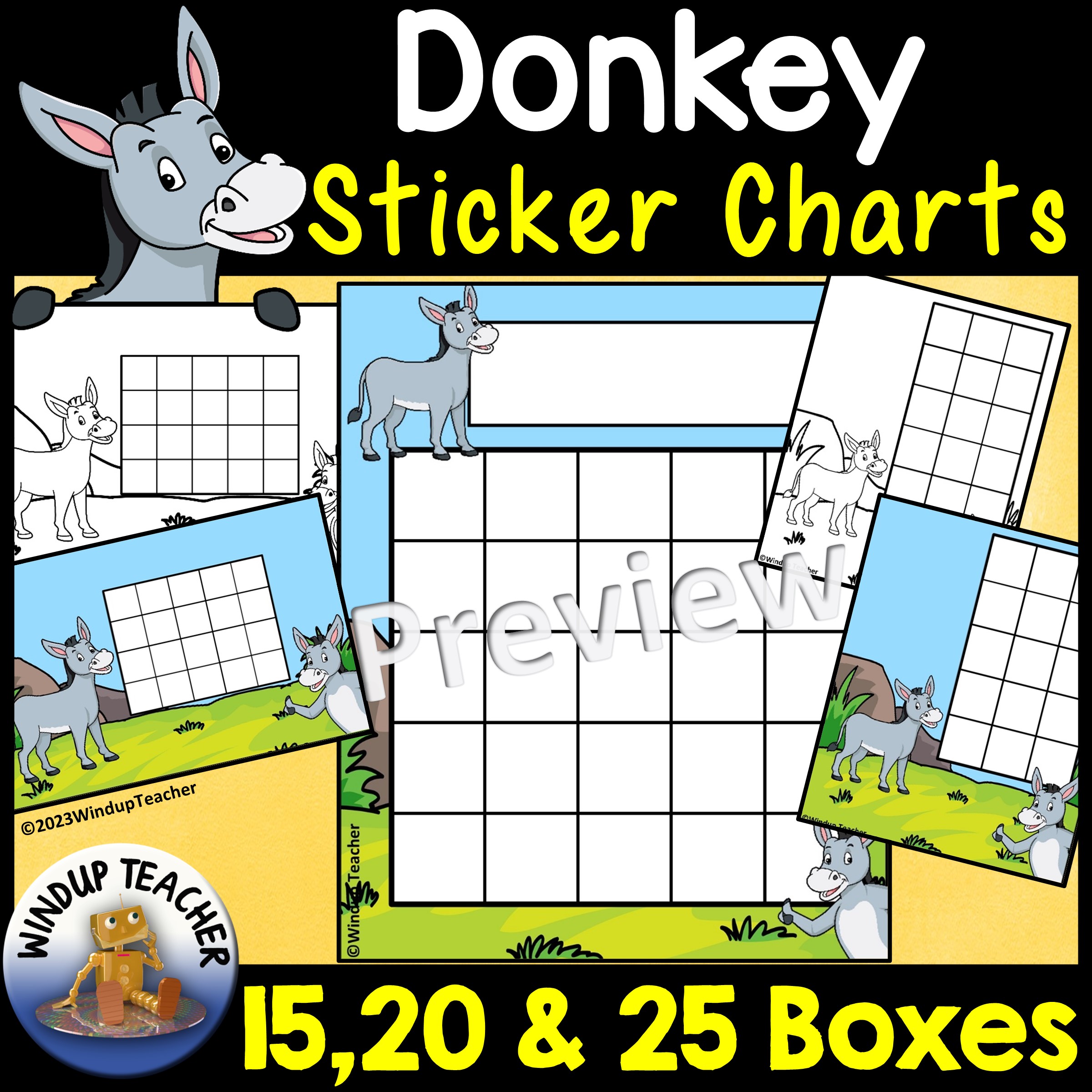 Farm Animal Sticker Charts | Donkey | Made By Teachers