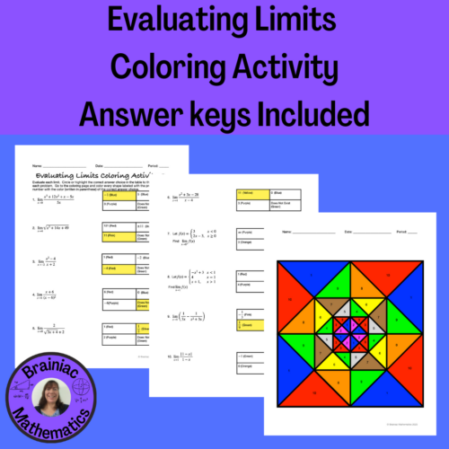 Evaluating Limits Coloring Activity | Made By Teachers