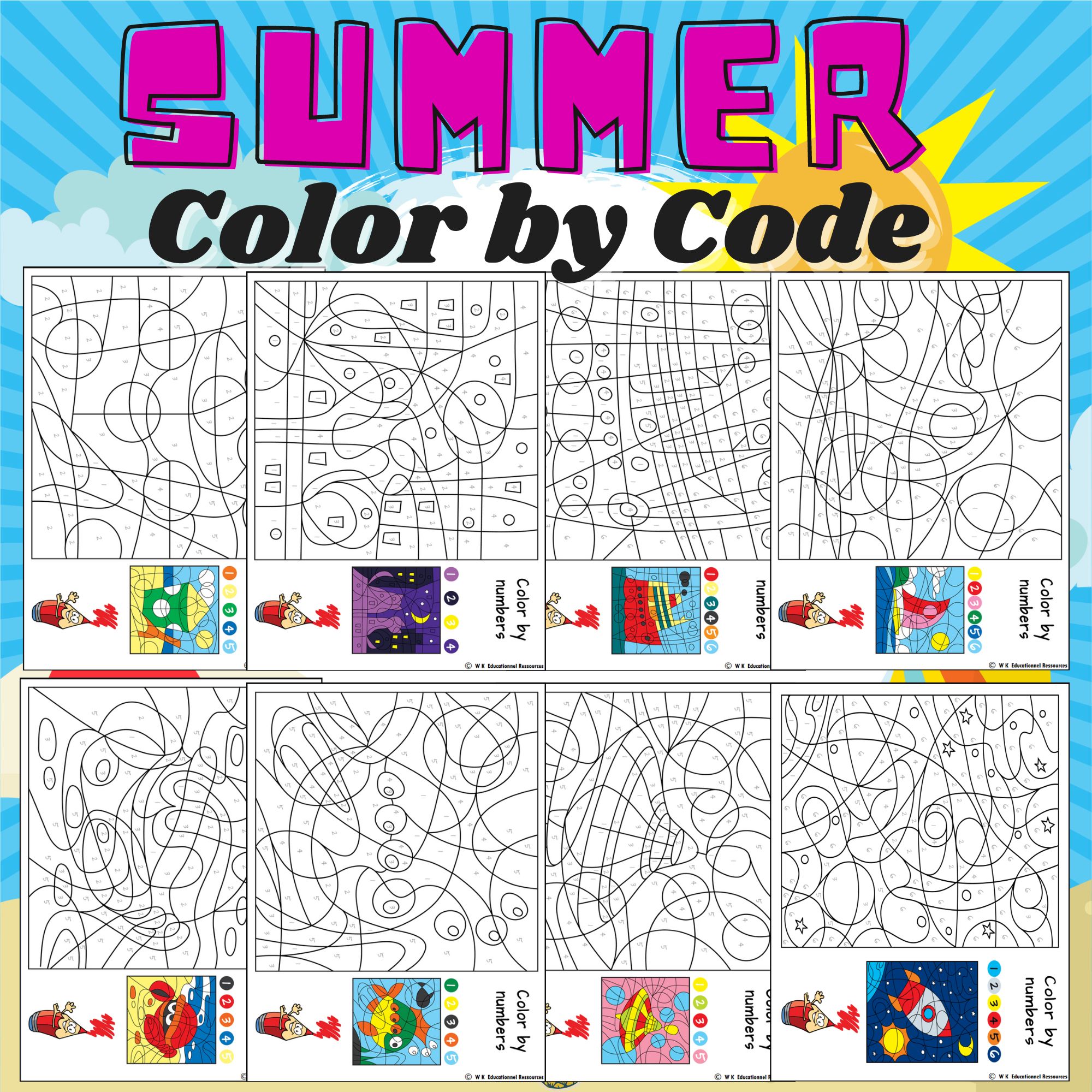 Summer Color by Code Numbers Activities Coloring Page End of Year ...