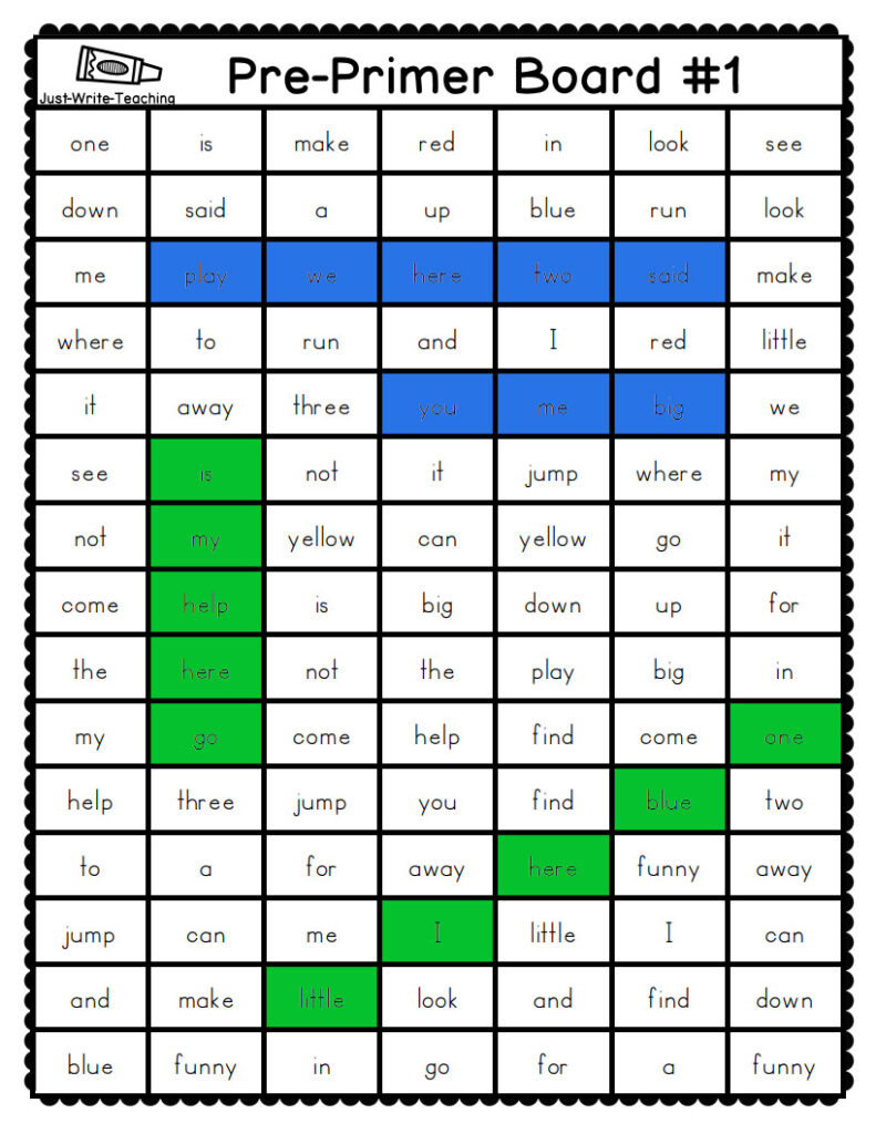 Connect 5 Pre-Primer Sight Words Game | Made By Teachers