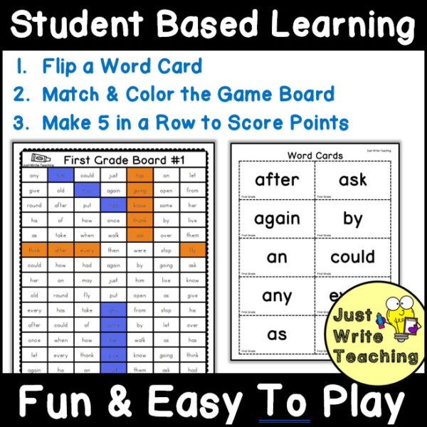 Connect 5 First Grade Sight Words Game | Made By Teachers