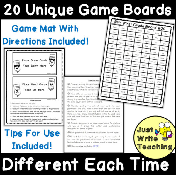 Connect 5 First Grade Sight Words Game | Made By Teachers
