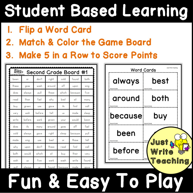 Connect 5 Second Grade Sight Words Game | Made By Teachers
