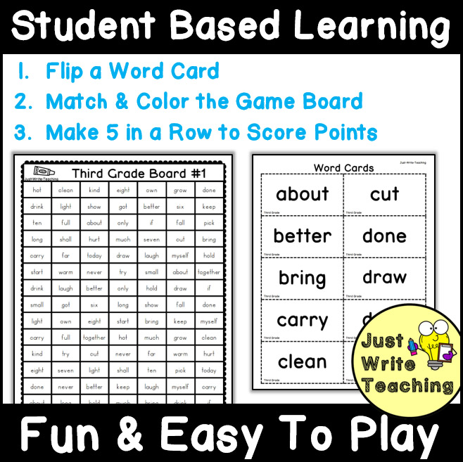 Connect 5 Third Grade Sight Words Game | Made By Teachers