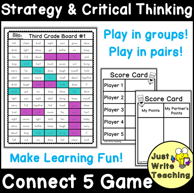 Connect 5 Third Grade Sight Words Game | Made By Teachers