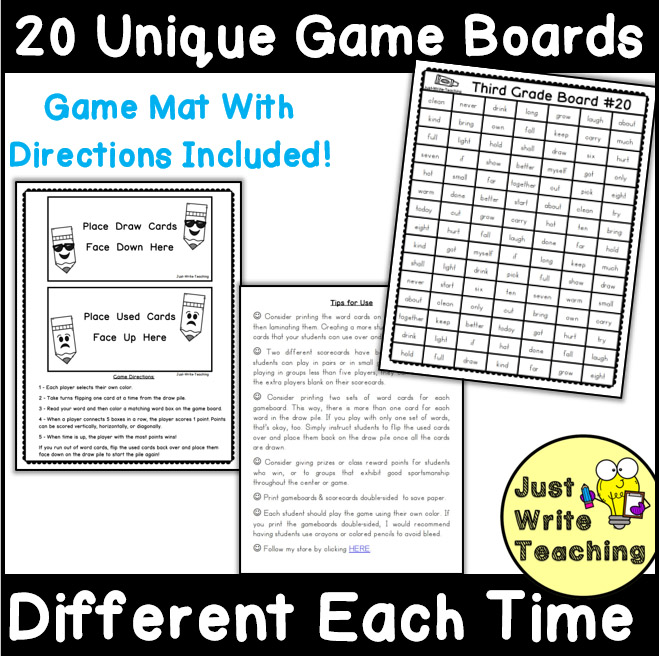 Connect 5 Third Grade Sight Words Game | Made By Teachers