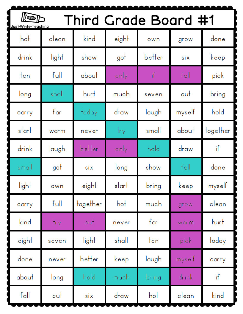 Connect 5 Third Grade Sight Words Game | Made By Teachers